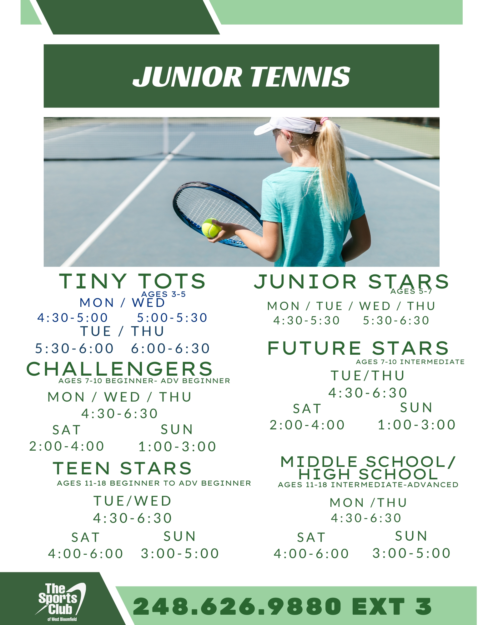 Junior Tennis - The Sports Club of West Bloomfield